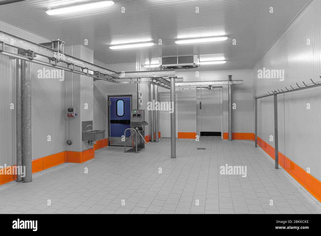 Refrigeration chamber for food storage. Warehouse freezer, Cold storage ...