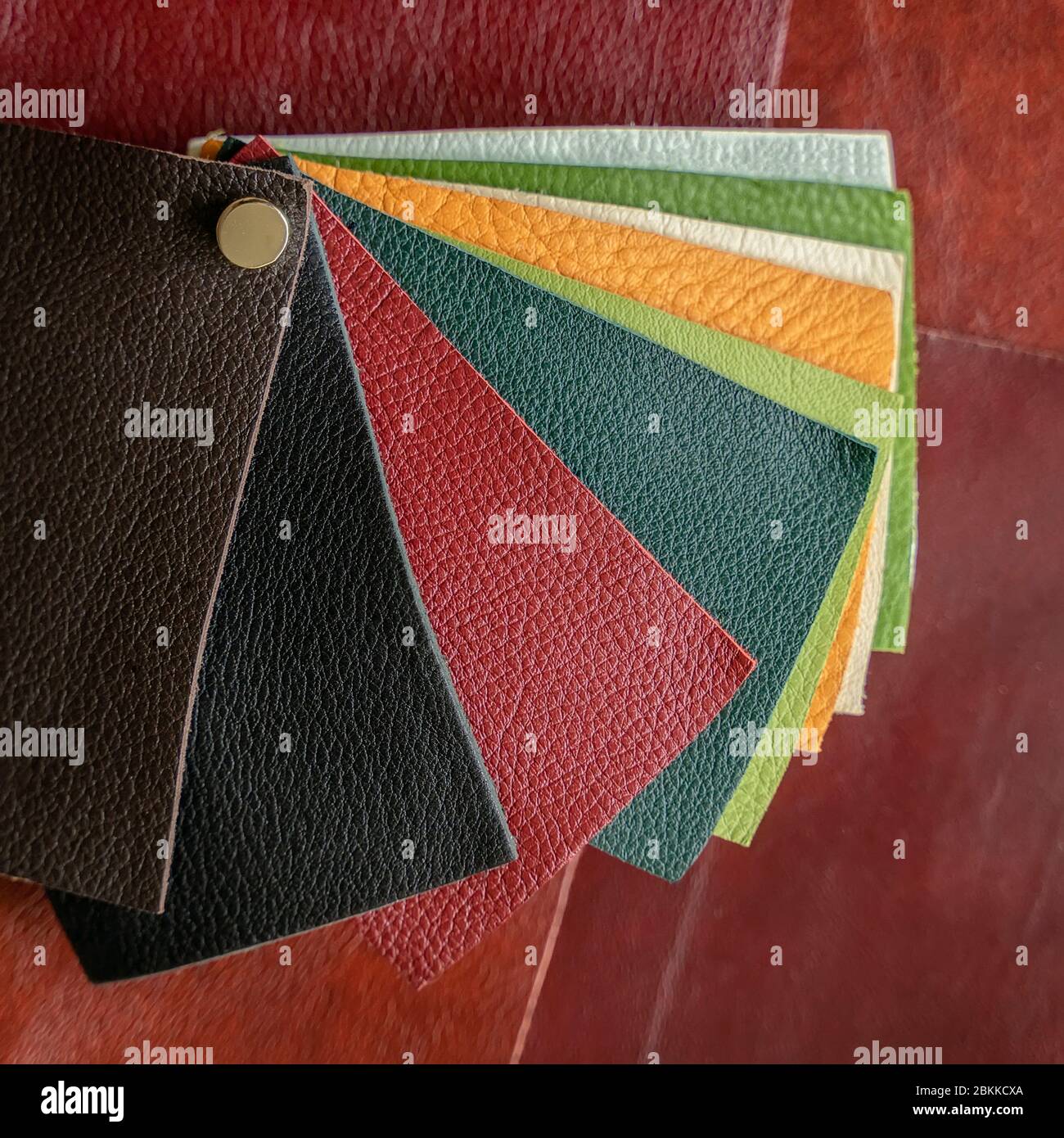 Set of colorful samples of genuine leather, colors and texture samples ...