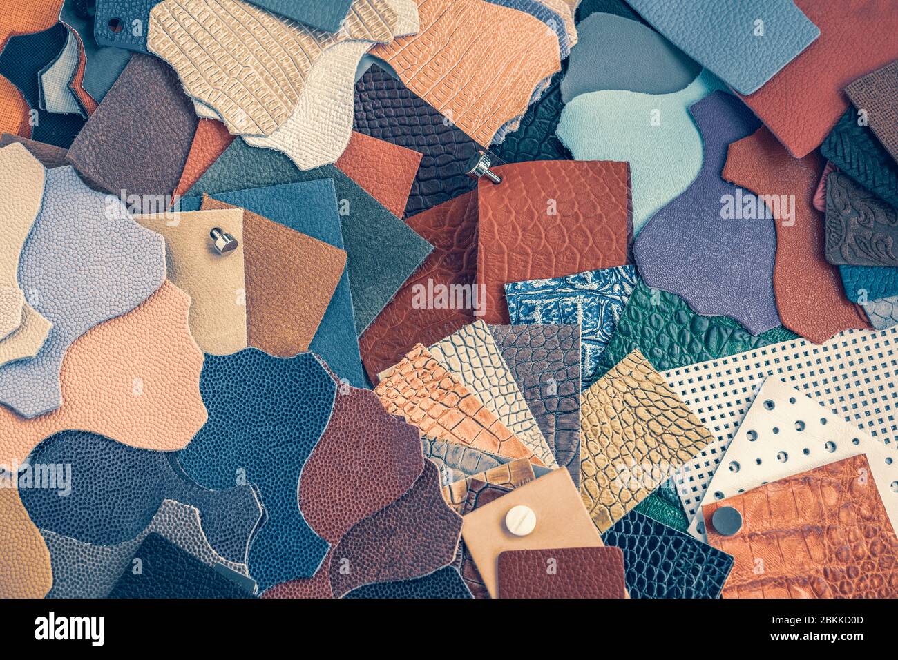 Variety of leather samples of different textures and colors, abstract ...