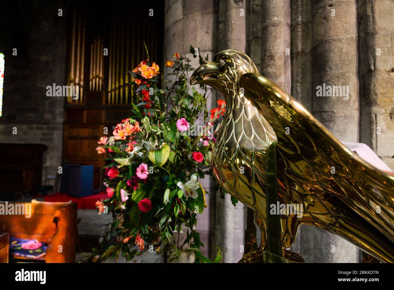 Brass eagle lectern in Norham Church, Northumberland, England Stock ...