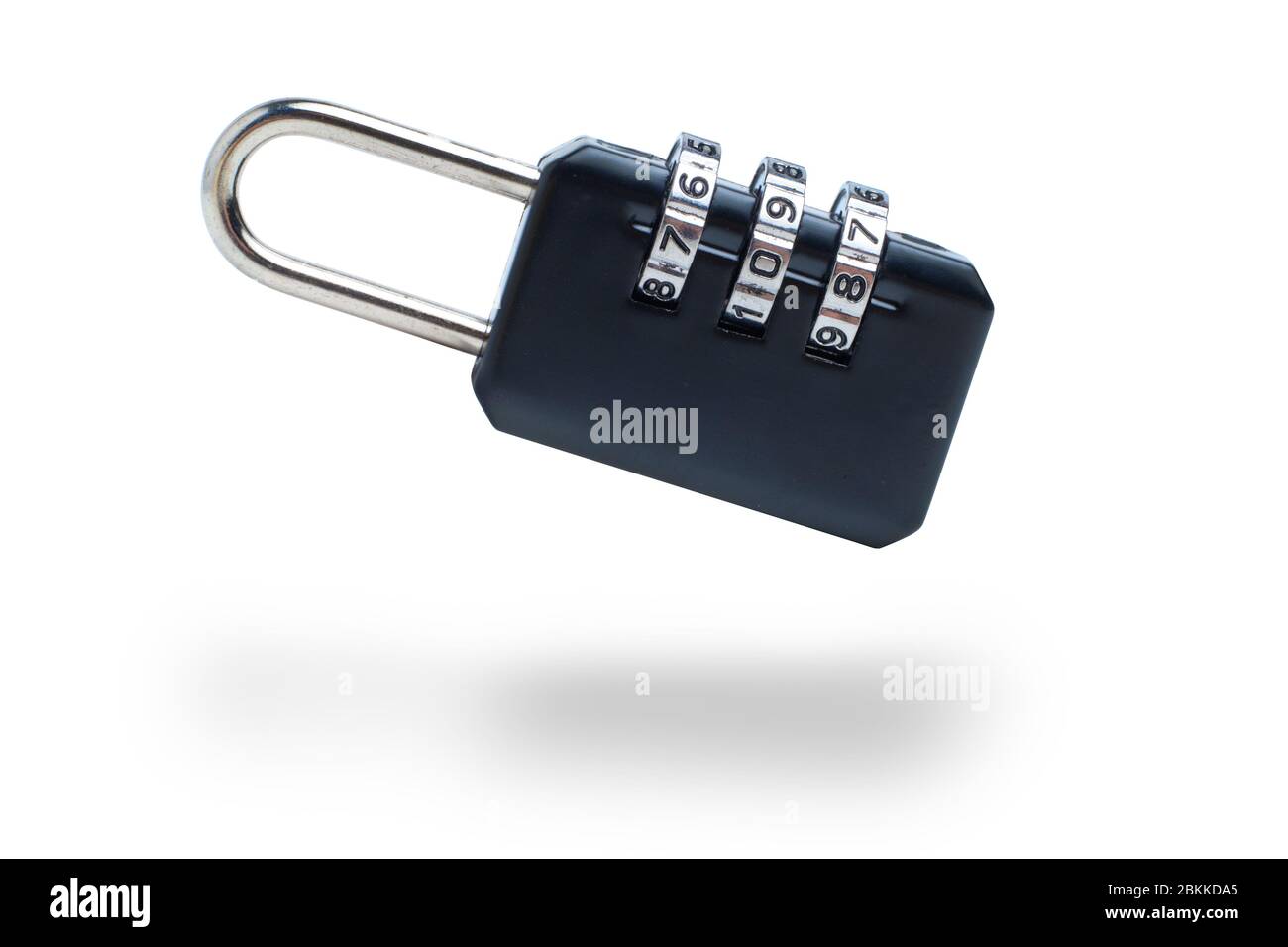 Padlock with code on a white background. Levitation. Isolated. Close up ...