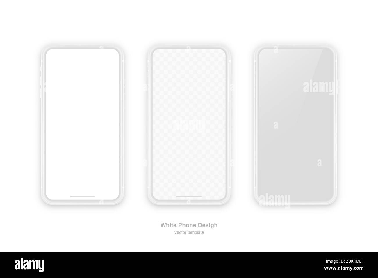 White vector phone isolated on white background. Mock up with empty ...