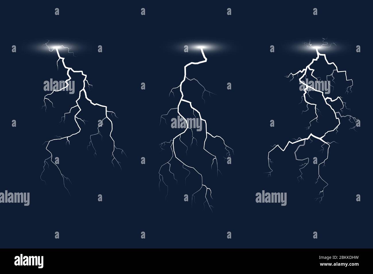 Set of lightnings isolated on transparent background, vector ...