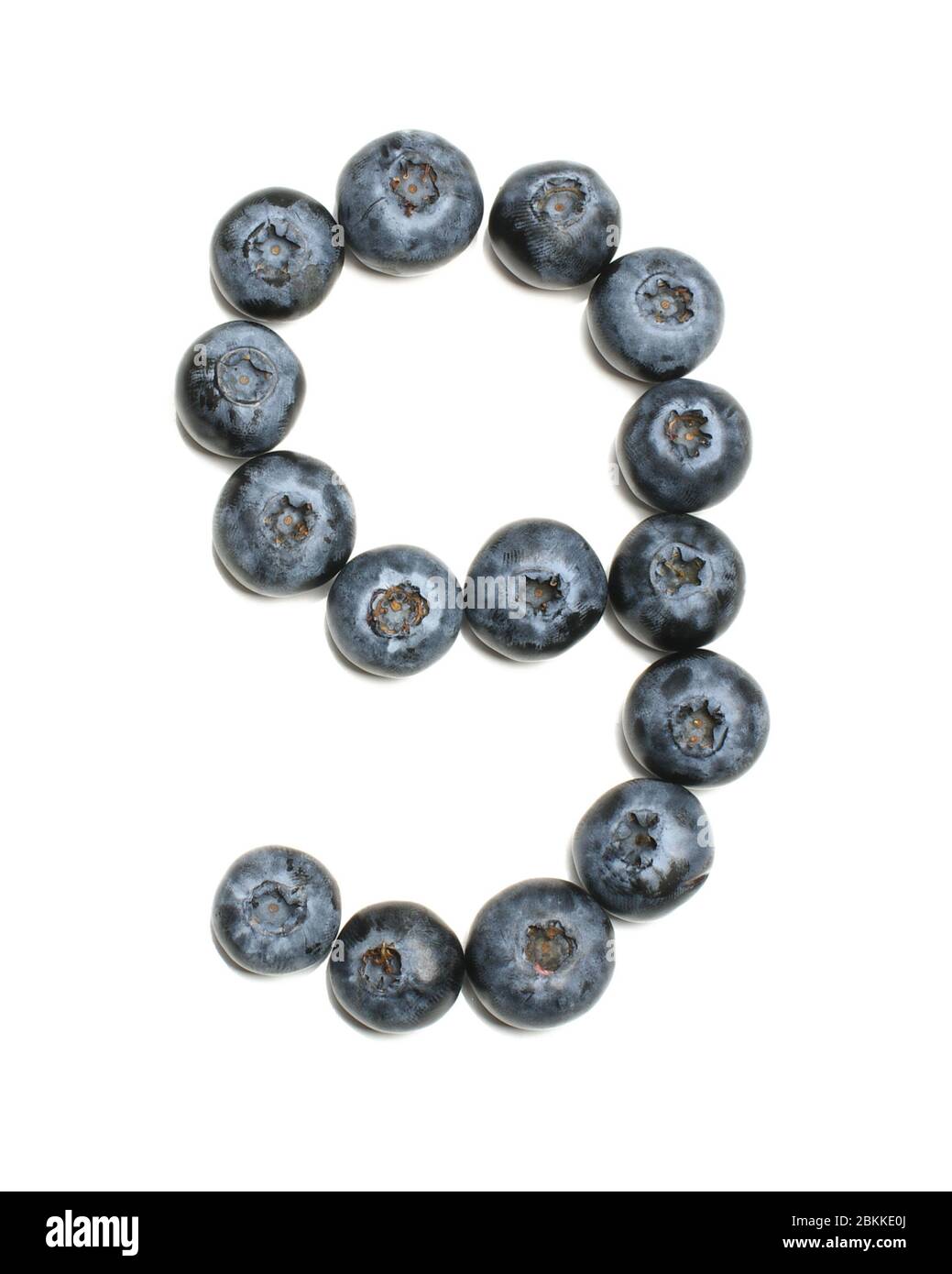 Number 9 arranged from northern highbush blueberry isolated on the ...