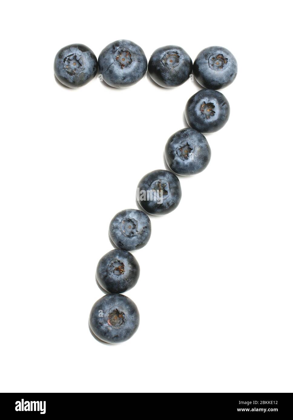 Number 7 arranged from northern highbush blueberry isolated on the ...