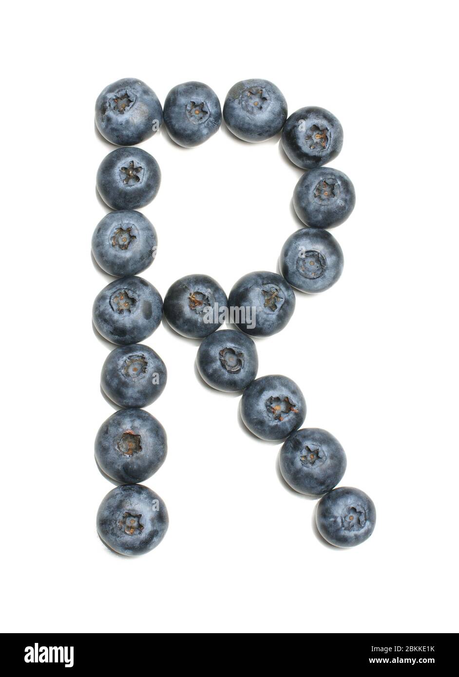 Alphabet letter r arranged from northern highbush blueberry isolated on ...