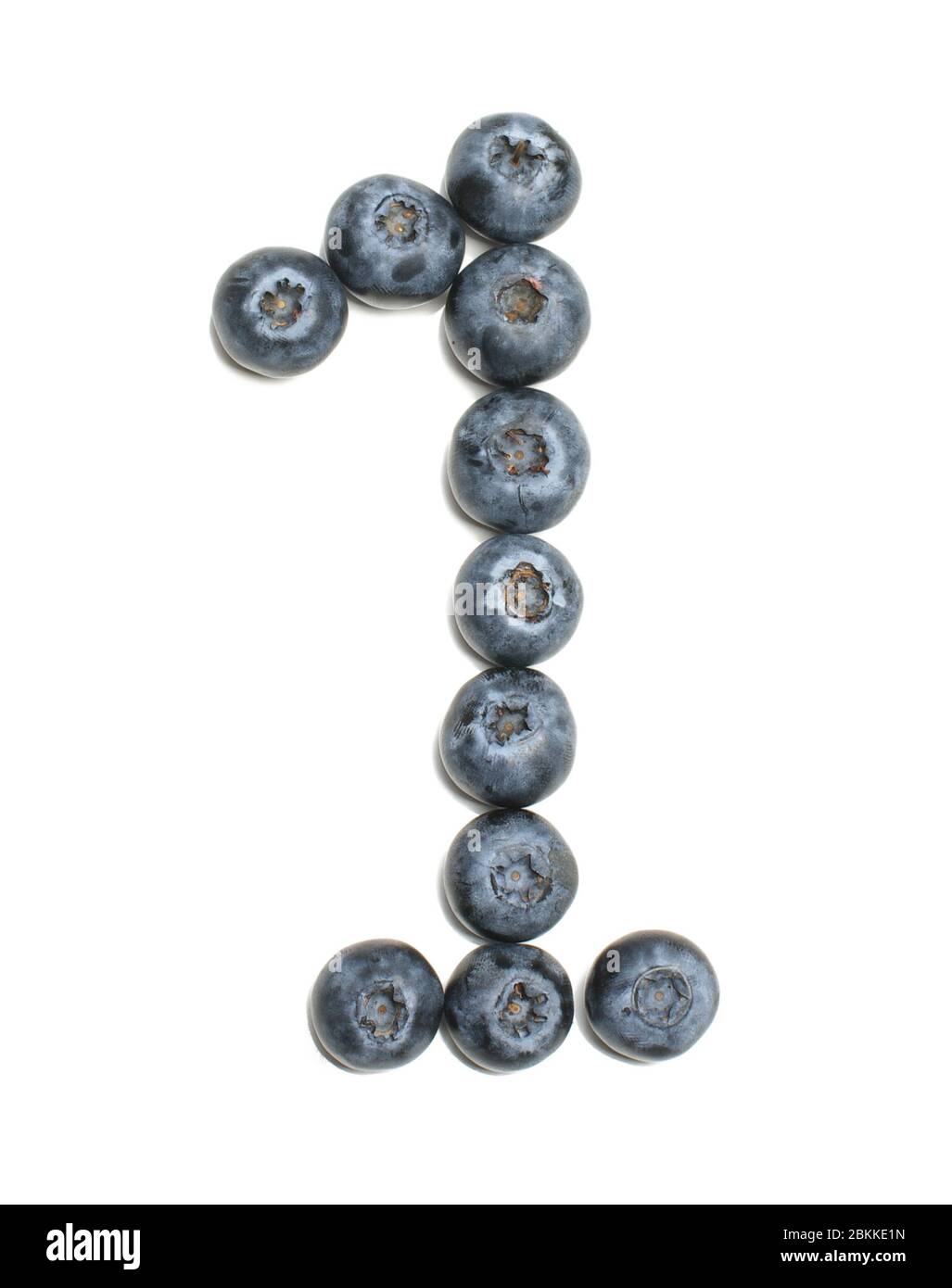 Number 1 arranged from northern highbush blueberry isolated on the ...