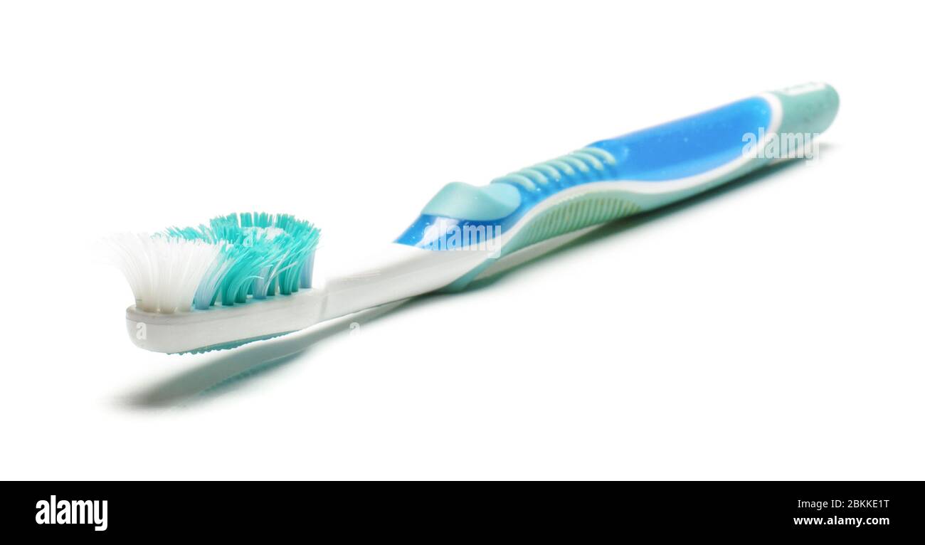 Old dirty used toothbrush isolated on the white background Stock Photo ...