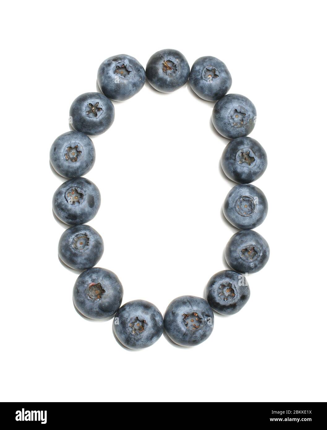 Alphabet letter o arranged from northern highbush blueberry isolated on ...