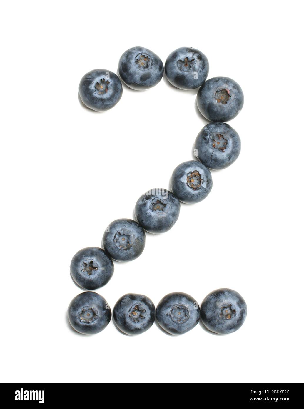 Number 2 arranged from northern highbush blueberry isolated on the ...