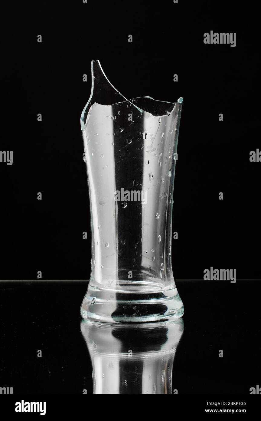 Crashed glass still life isolated on the black background Stock Photo ...