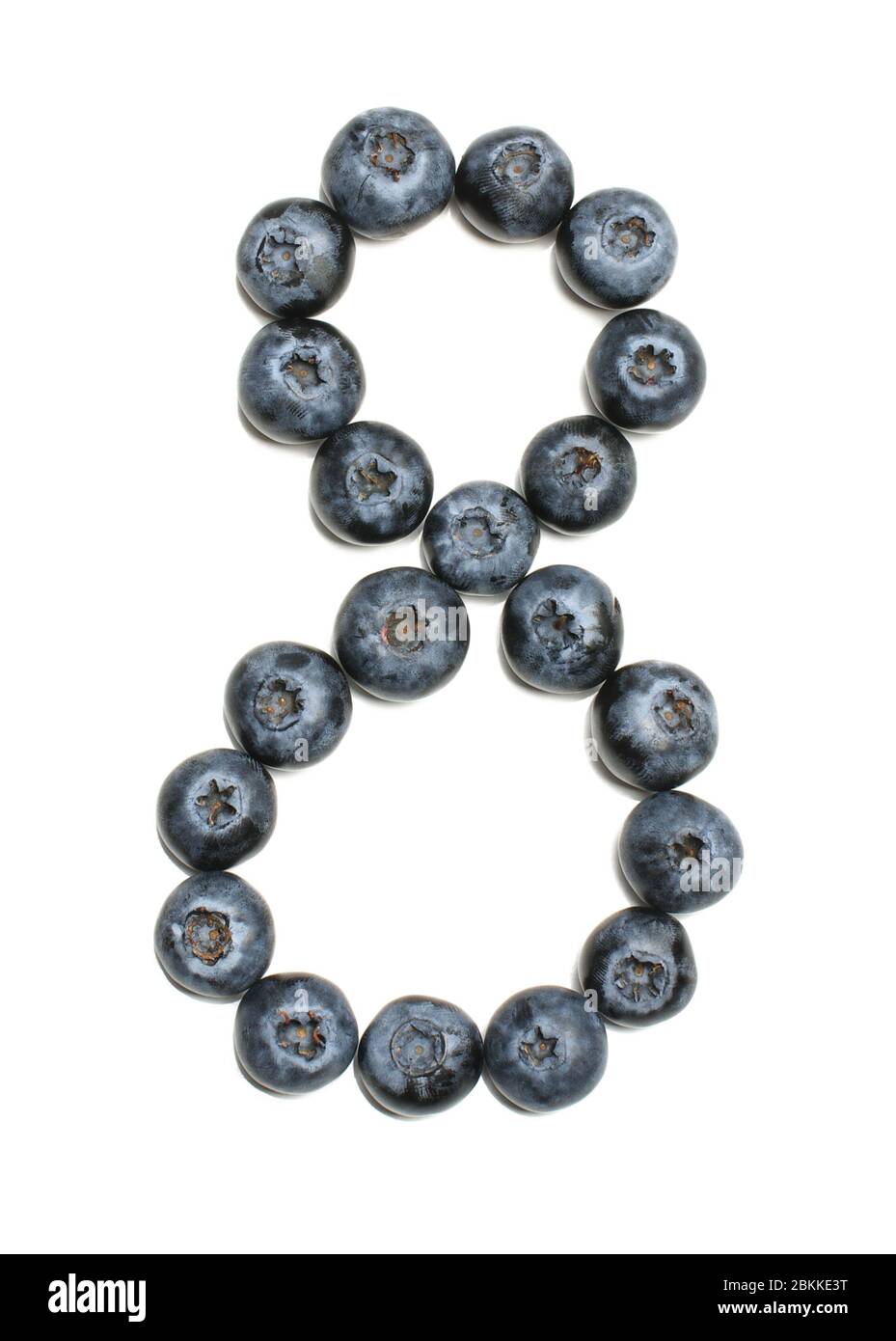 Number 8 arranged from northern highbush blueberry isolated on the ...