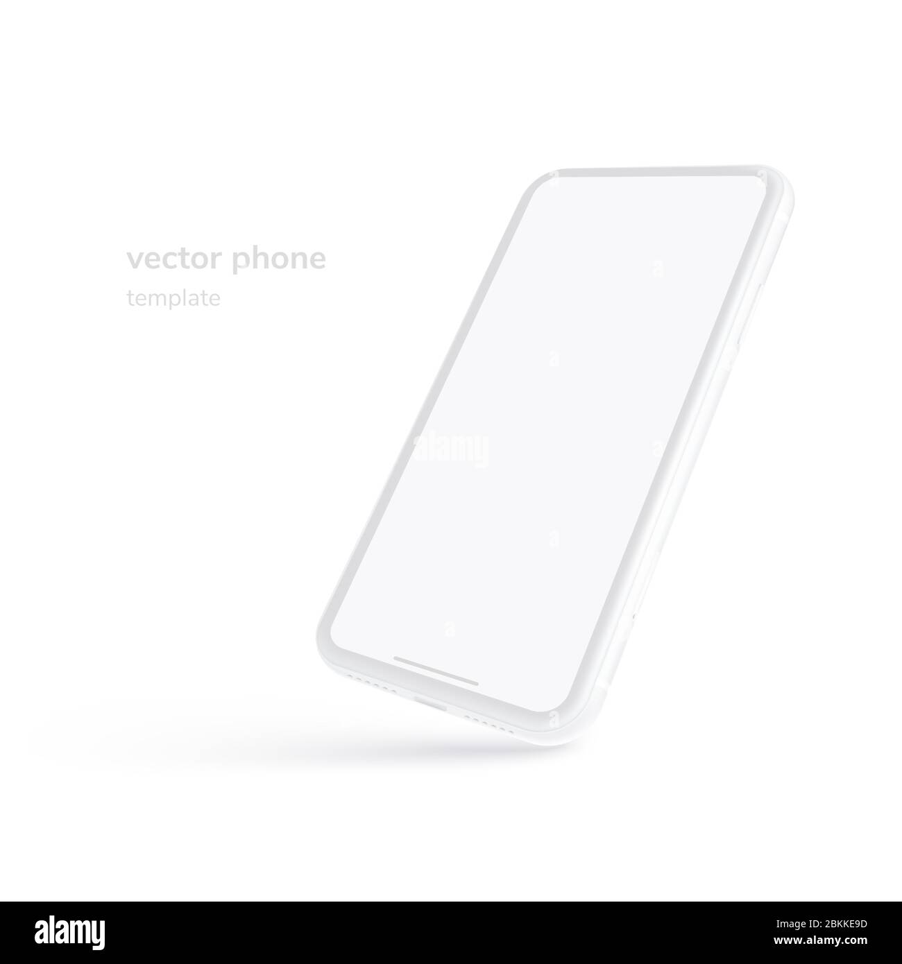 White vector phone. 3d realistic template. Mock up with empty screen ...