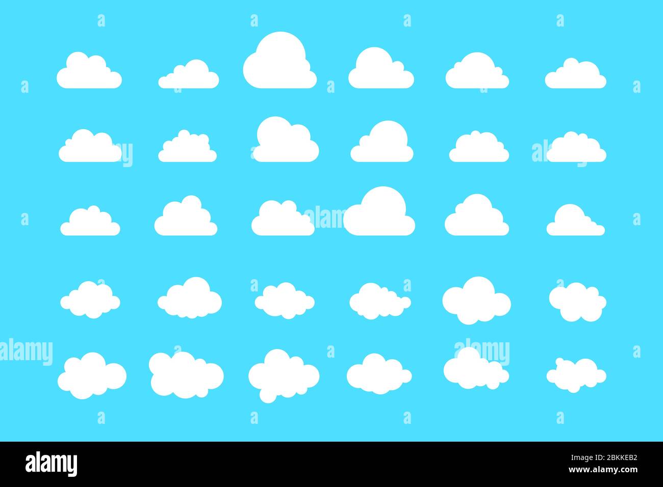 Set of clouds. Simple clouds isolated on blue background, vector ...