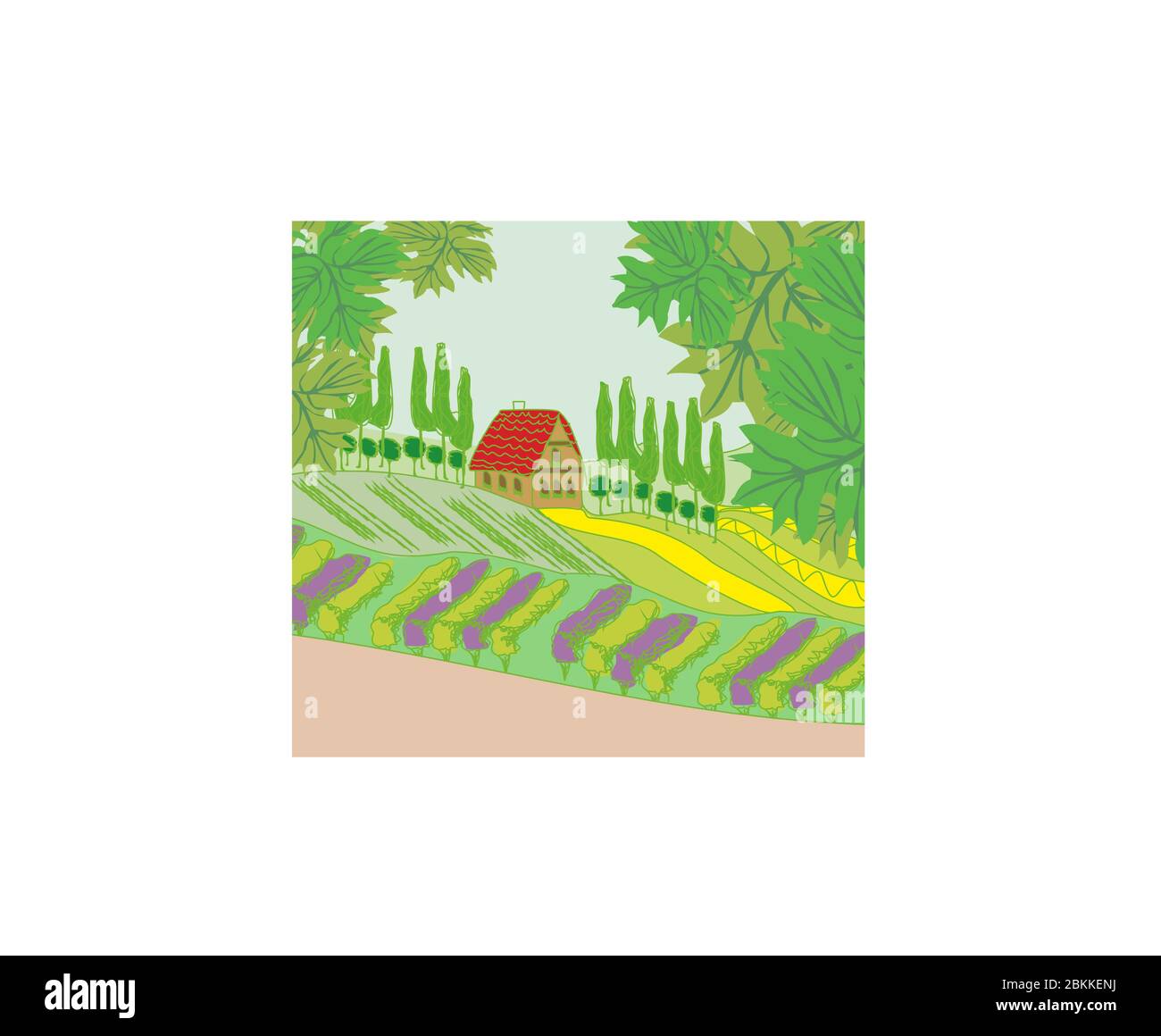 Spring scenery in morning Stock Vector Images - Alamy