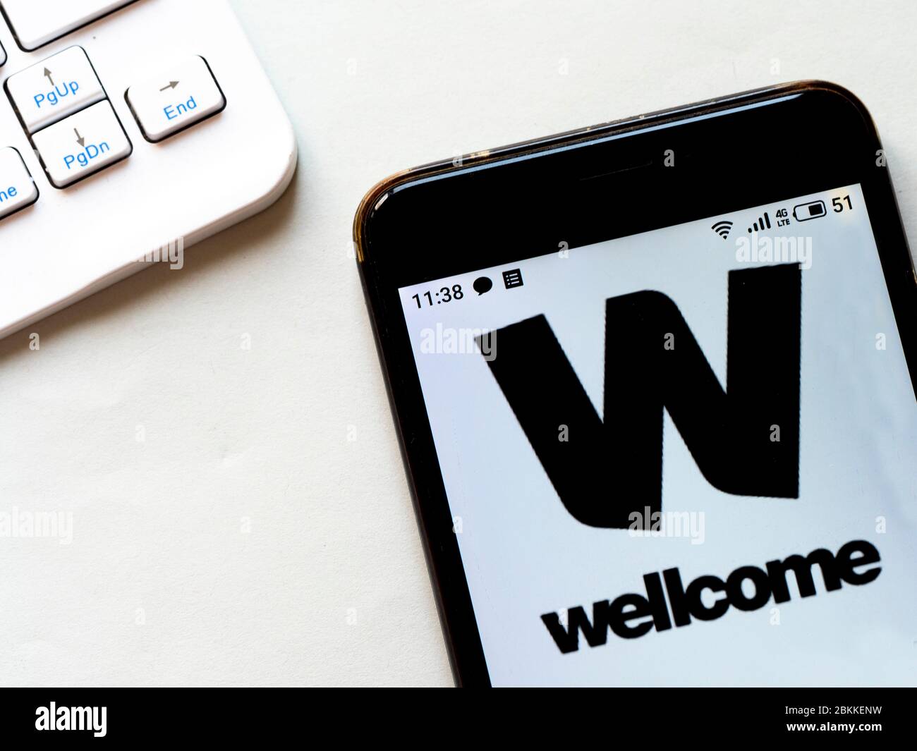 In this photo illustration a Wellcome Trust logo seen displayed on a ...