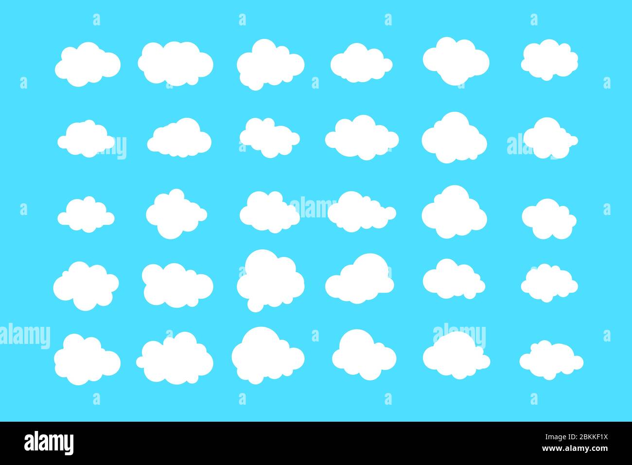 Set of clouds. Simple clouds isolated on blue background, vector ...