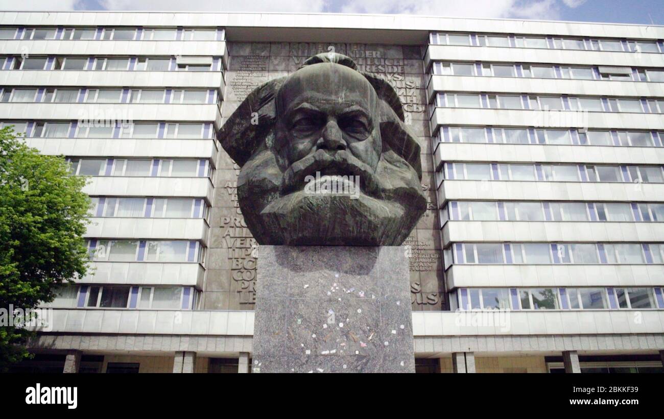 SYSTEM ERROR, the Karl Marx Monument in Chemnitz, Germany. On the wall ...