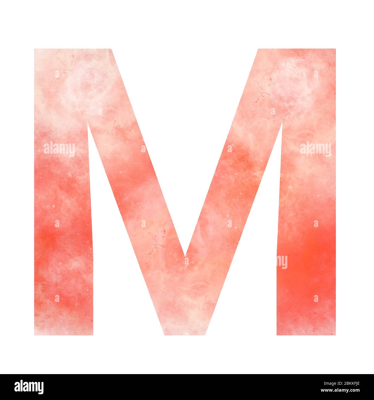 Orange space alphabet. Capital letter M. Digital art. Isolated on white ...