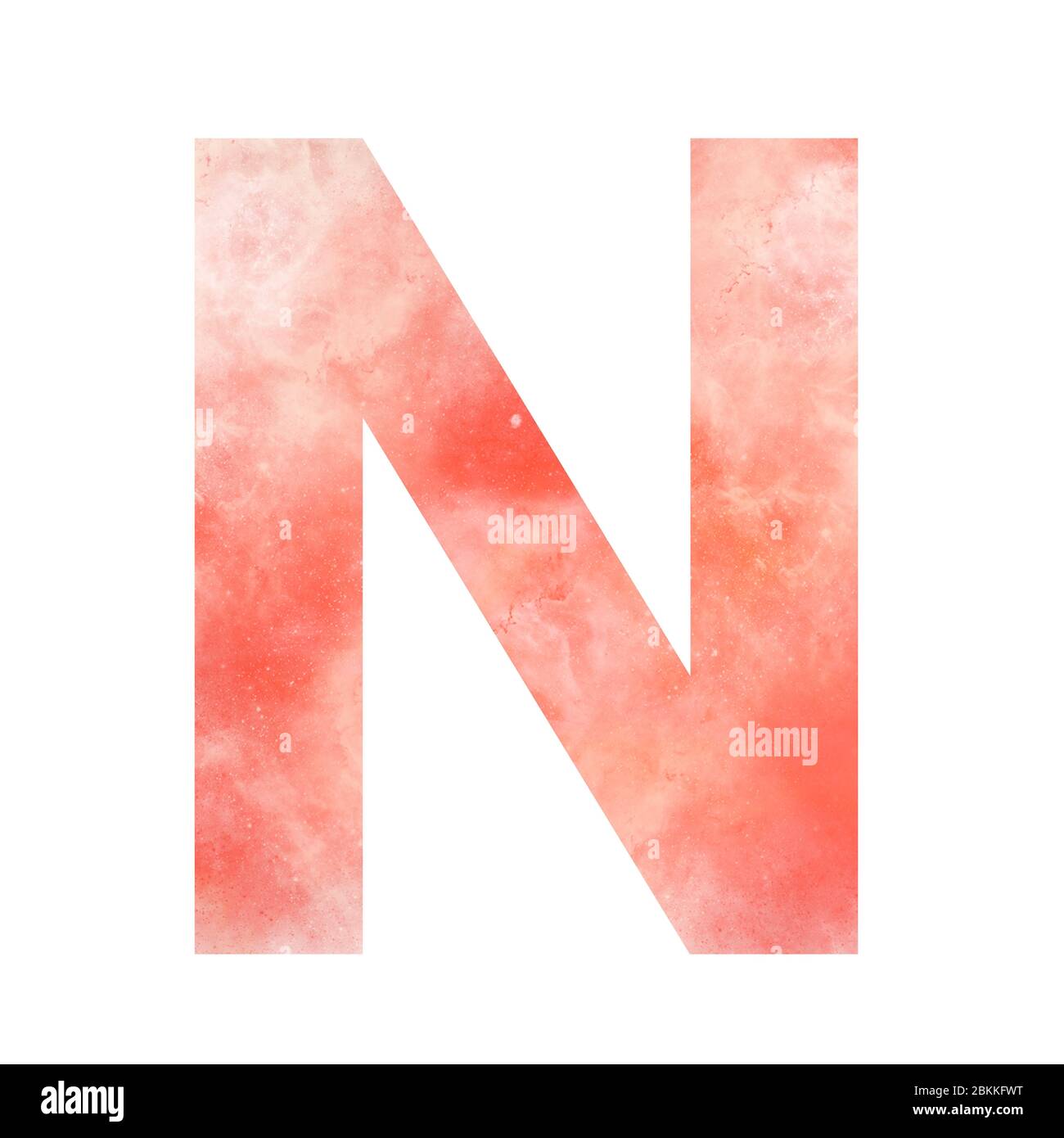 Orange space alphabet. Capital letter N. Digital art. Isolated on white ...