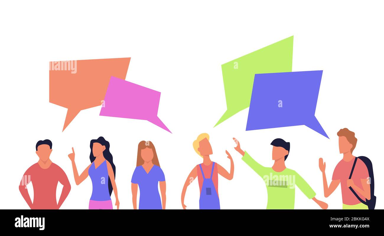 People talk communication vector flat illustration. Set character ...