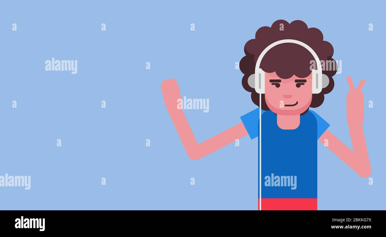 Girl in headphone listening music vector illustration lifestyle. Sound ...