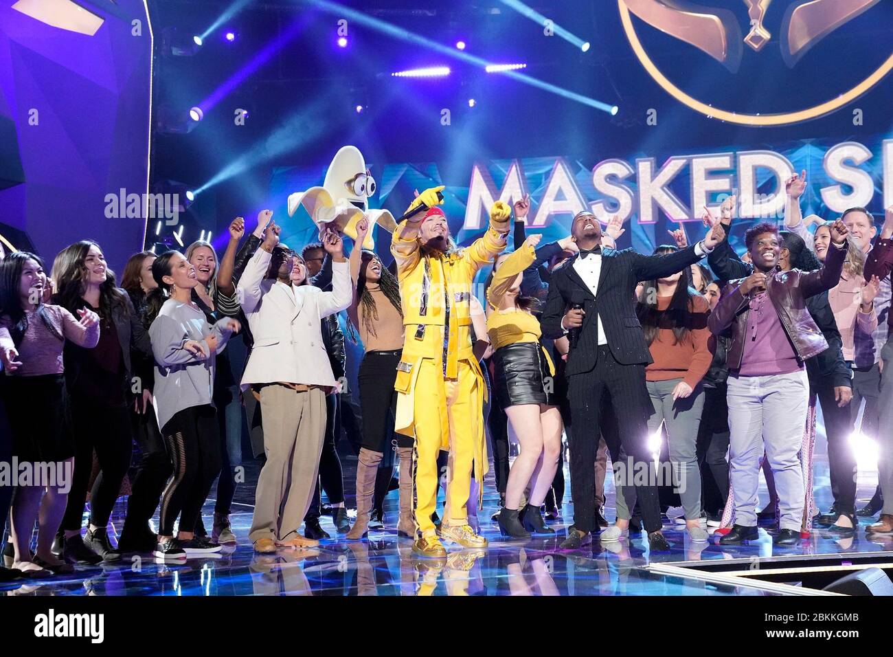 THE MASKED SINGER, center: Bret Michaels (revealed as the Banana ...