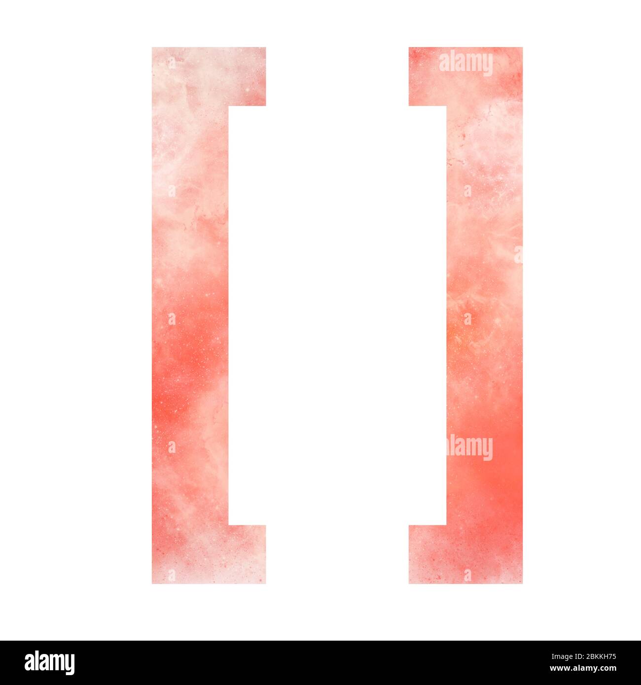 Orange space alphabet. Open and close square bracket. Digital art ...