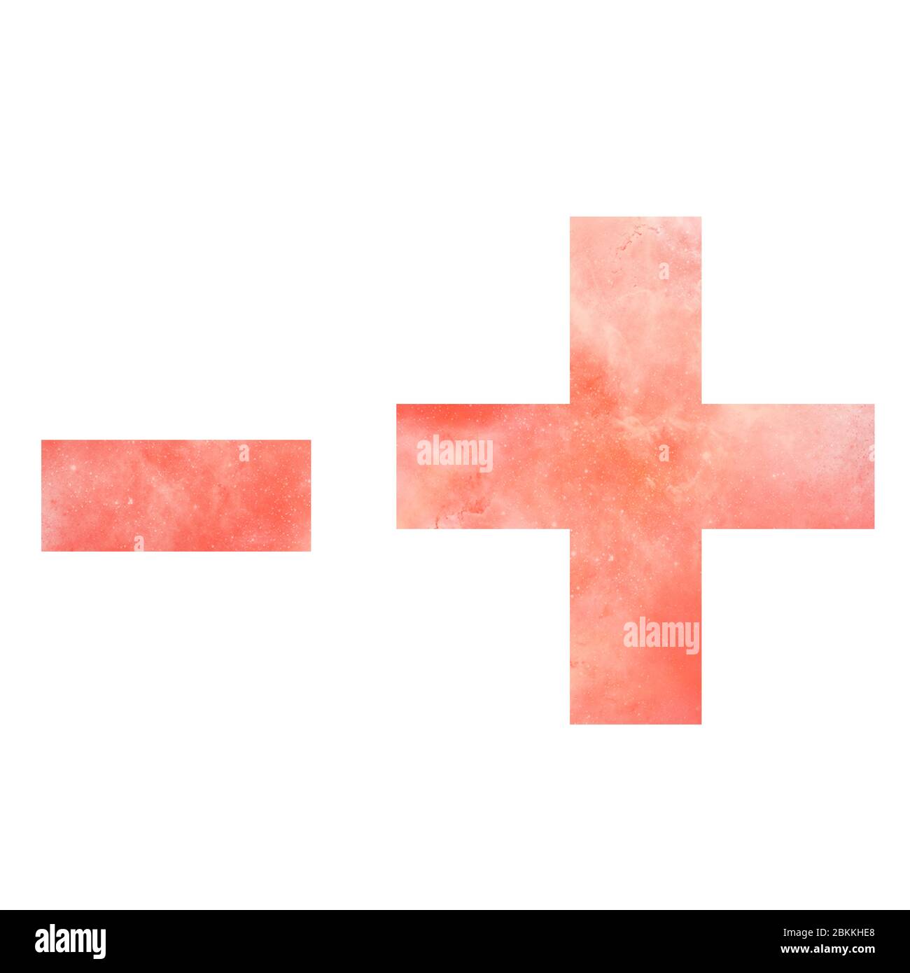 Orange space alphabet. Minus and plus. Digital art. Isolated on white ...