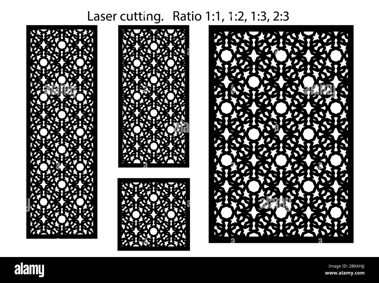 Set of decorative vector panels for laser cutting. Template for ...