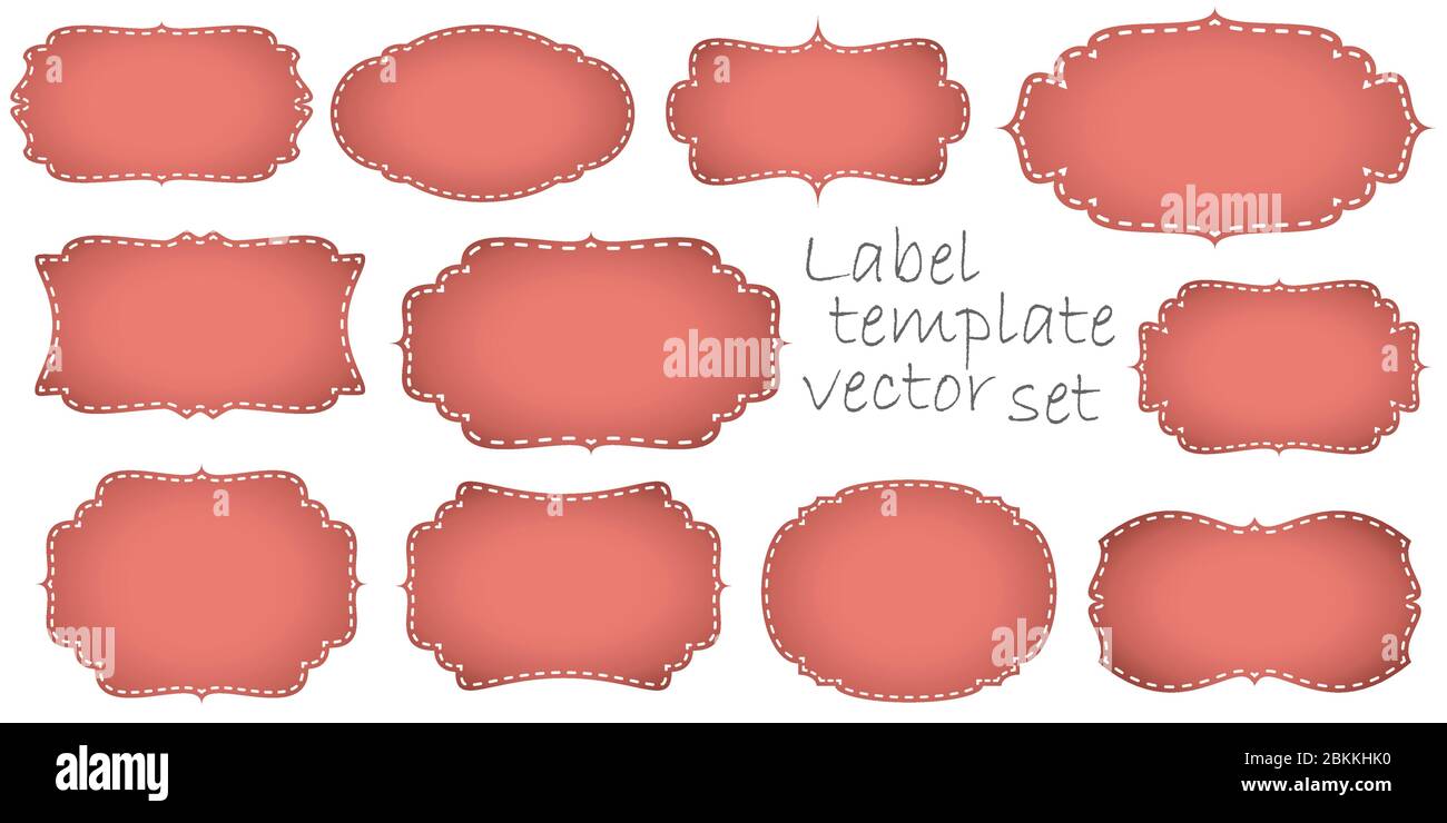 collection of different vintage labels colored red and white Stock ...