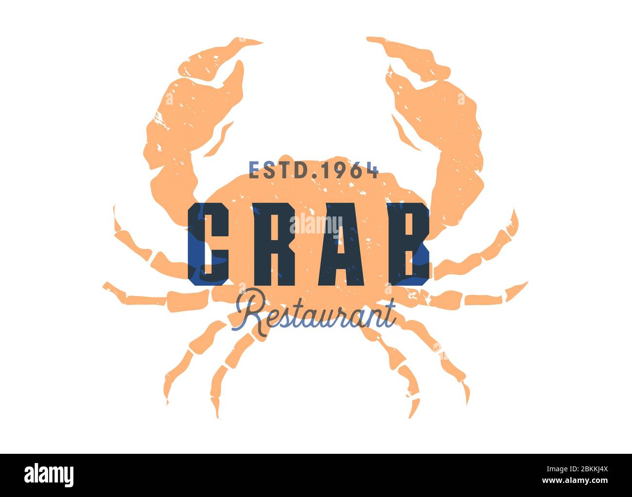 fish silhouettede sign, crab vector emblem, seafood restaurant label ...