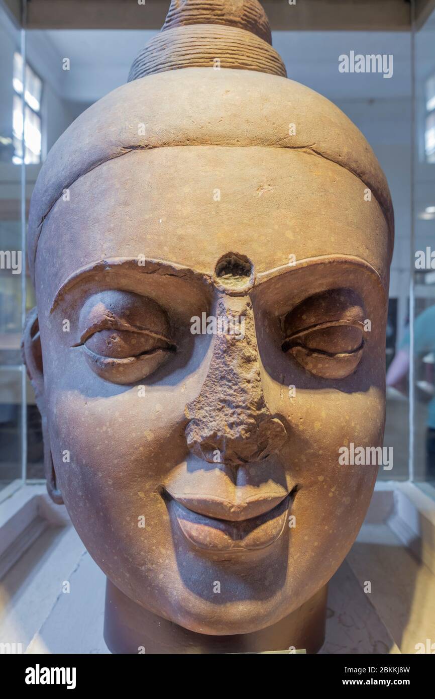 Head of Buddha, 1st century sculpture, Museum, Mathura, Uttar Pradesh ...