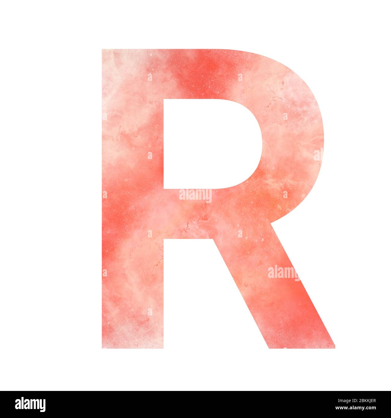 Orange space alphabet. Capital letter R. Digital art. Isolated on white ...