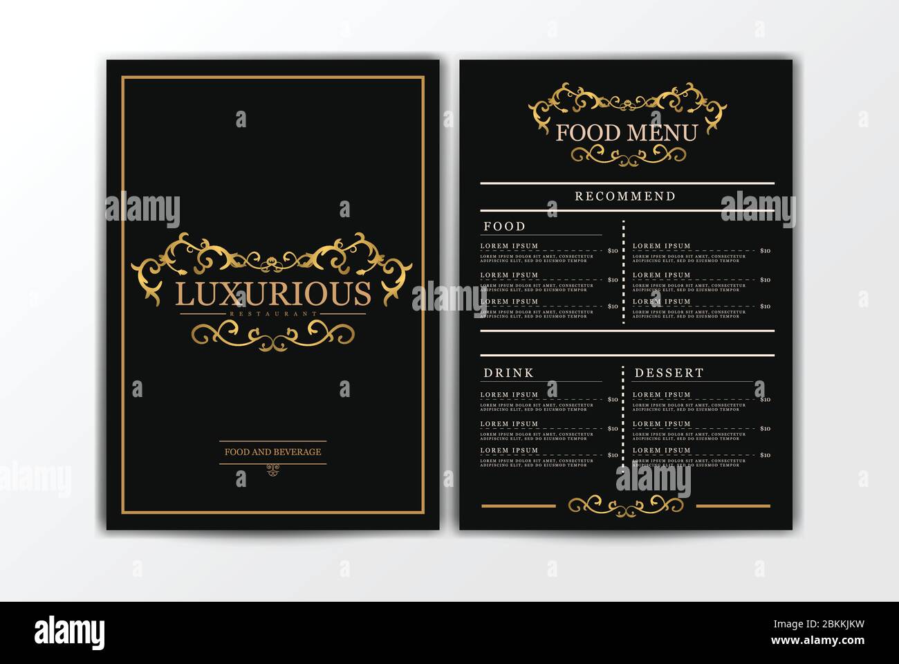 Restaurant Food Menu Template. Elegant Luxurious Vintage Menu with Food ...