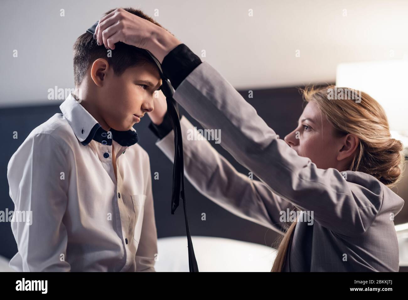 Mother helping son ready school hi-res stock photography and images - Alamy