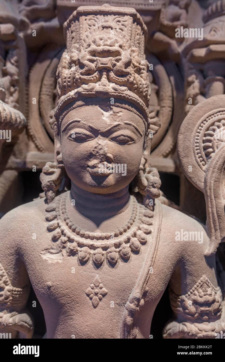 Vishnu in meditation, 9th century sculpture, Museum, Mathura, Uttar ...