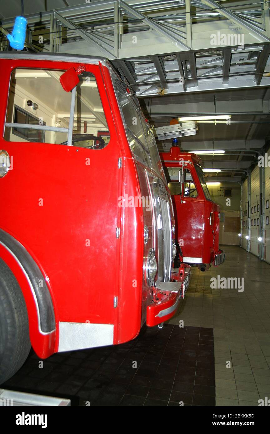 Fire engines in fire station hi-res stock photography and images - Alamy