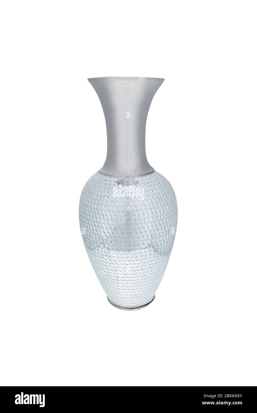 Elegant Metal vase isolated on a white background (glass, empty, vase ...