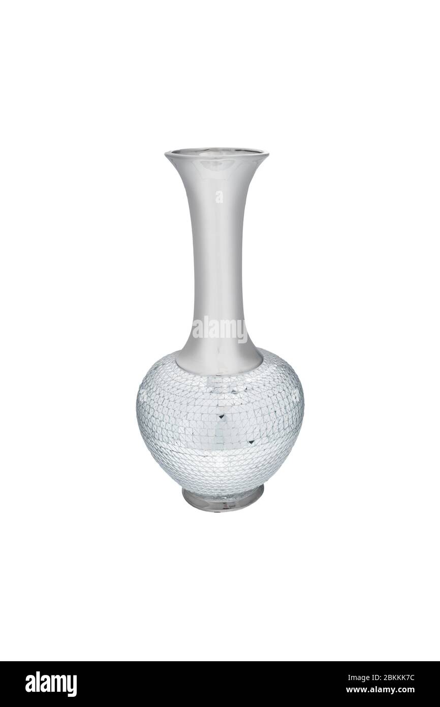 Elegant Metal vase isolated on a white background (glass, empty, vase ...