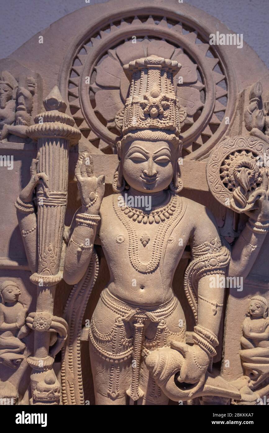 Vishnu, Medieval sculpture, Museum, Mathura, Uttar Pradesh, India Stock ...
