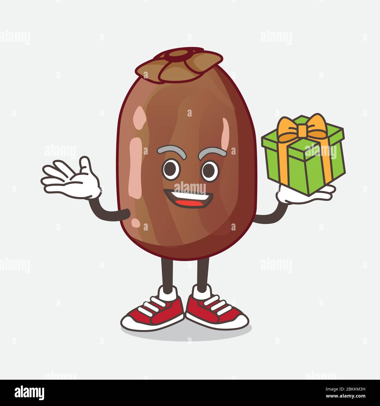 An illustration of Date Fruit cartoon mascot character with a box of ...