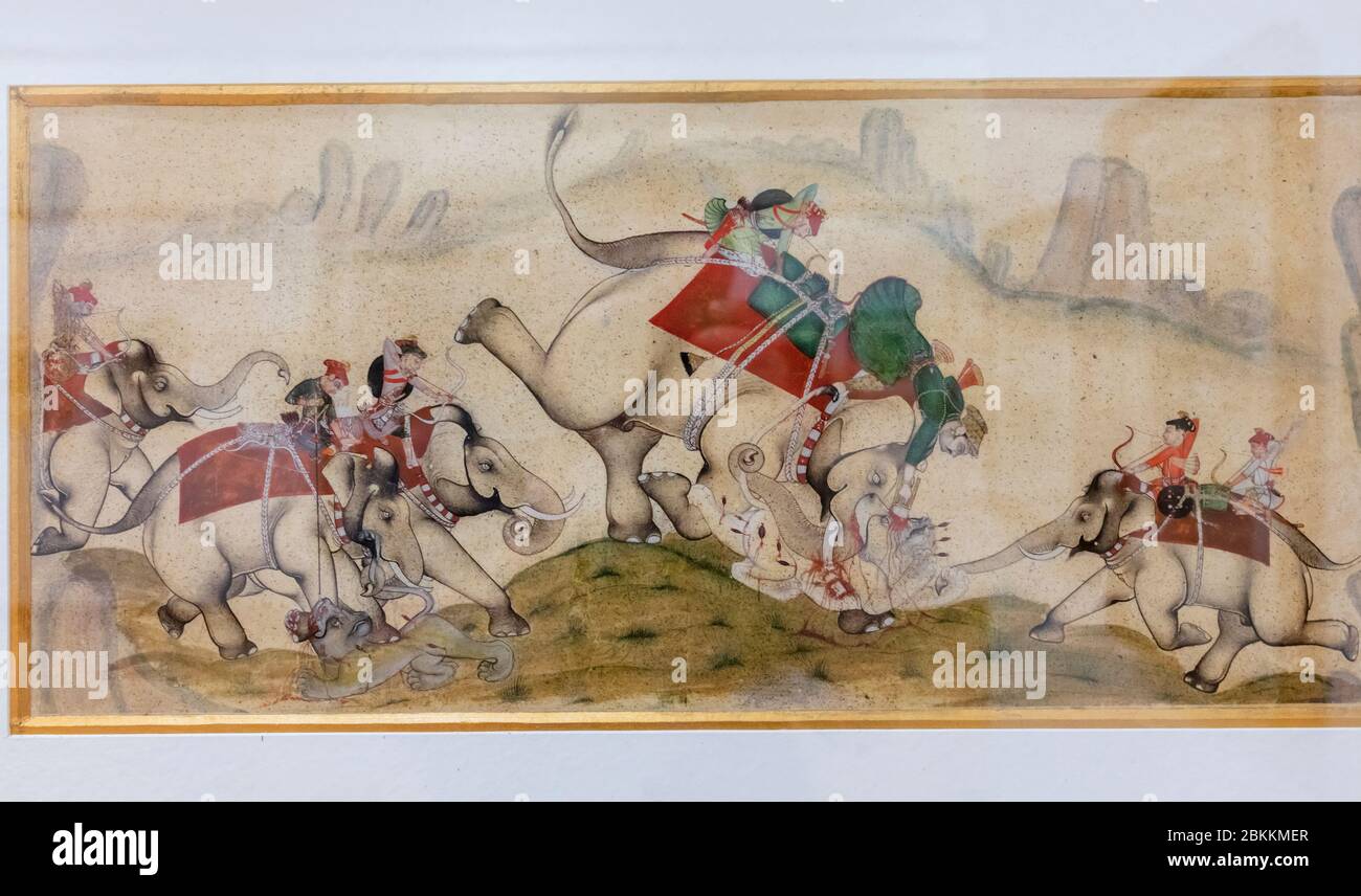 Raja Pratap Singh hunting tigers, 1700s painting, Museum, Delhi, India ...