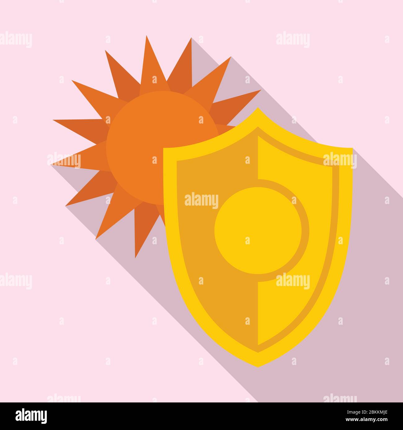 Shield sun protection icon. Flat illustration of shield sun protection ...