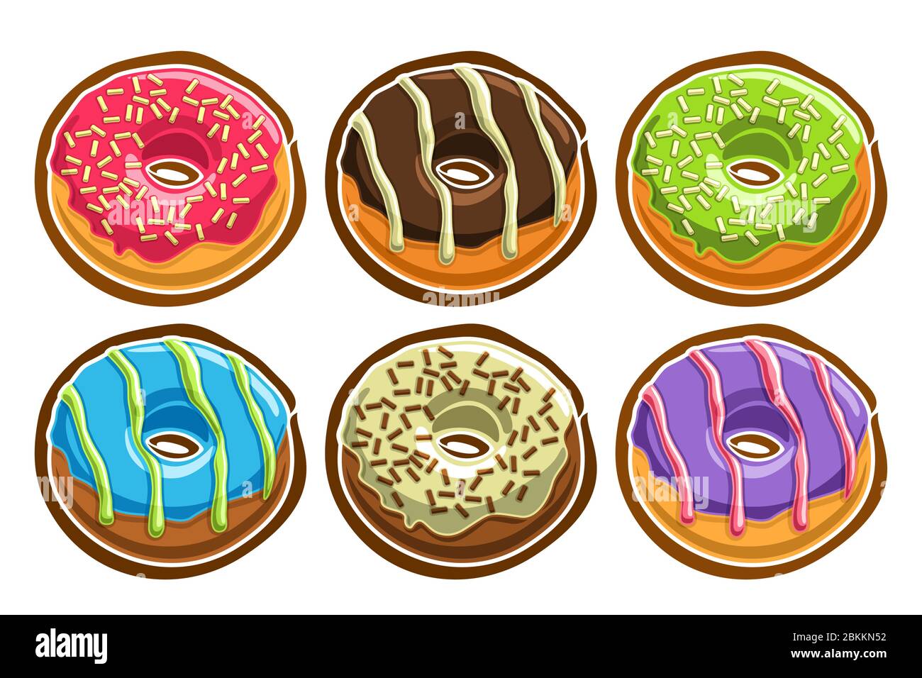Vector Set of assorted Donuts, lot collection of 6 cut out ...
