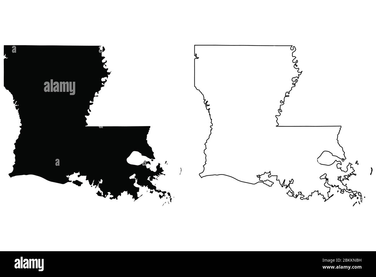Louisiana LA state Maps. Black silhouette and outline isolated on a ... Louisiana LA state Maps. Black silhouette and outline isolated on a ...