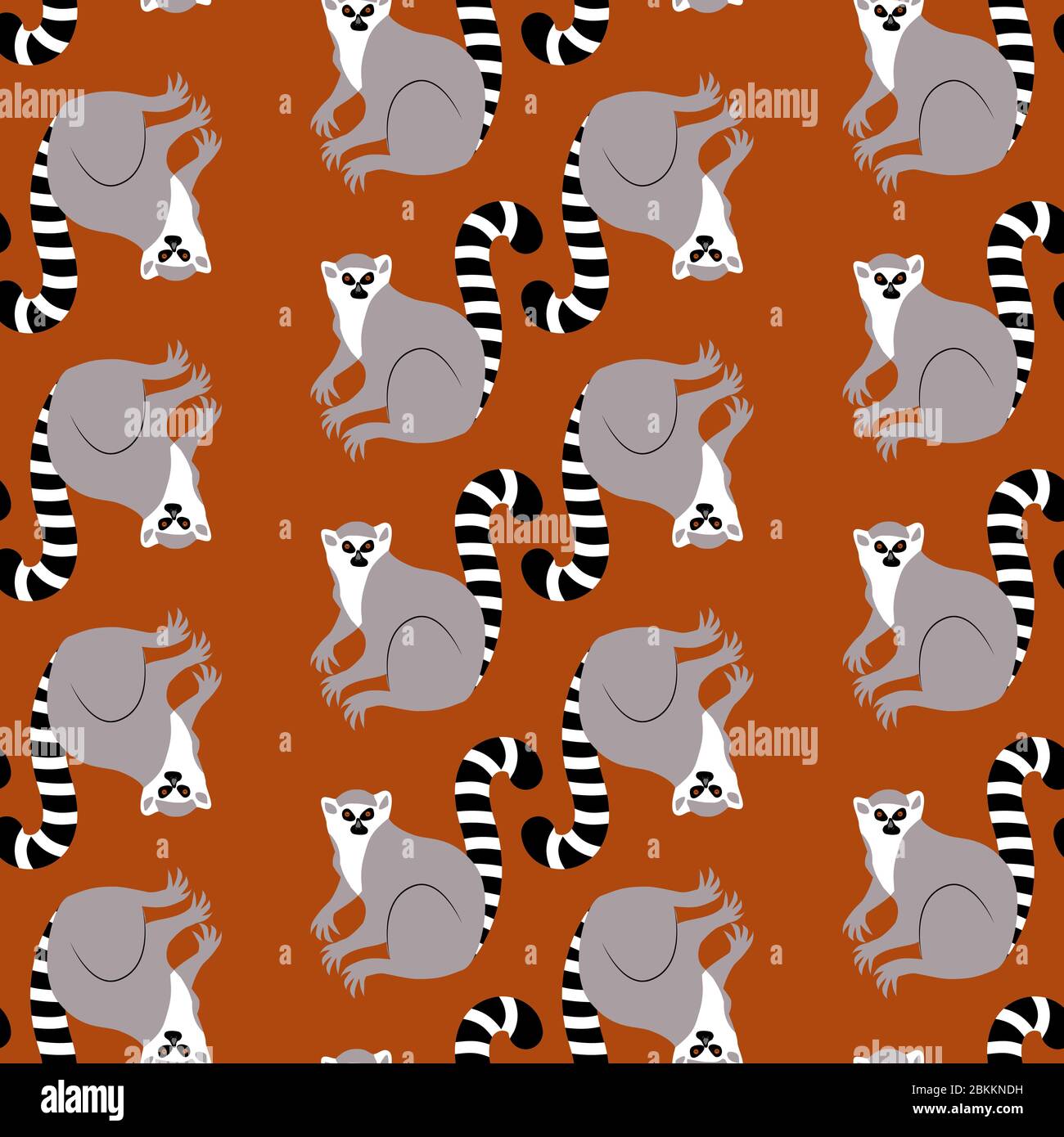 Lemur. Vector illustration of an animal. Flat style. Seamless pattern ...