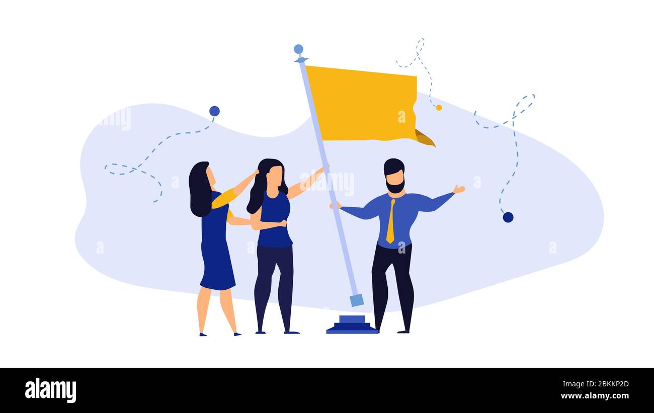 Business work target with flag person vector illustration concept ...