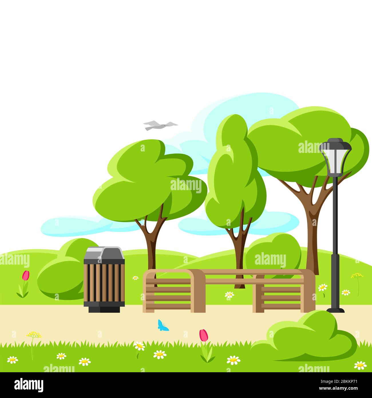 Illustration of beautiful summer or spring city park Stock Vector Image ...