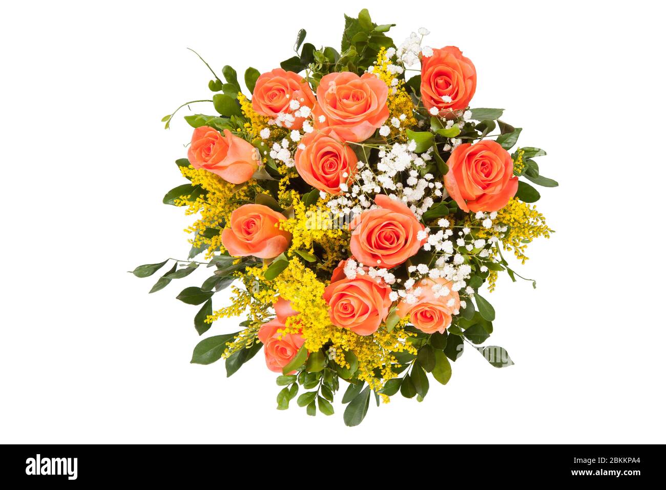 salmon rose bouquet isolated on white background Stock Photo - Alamy